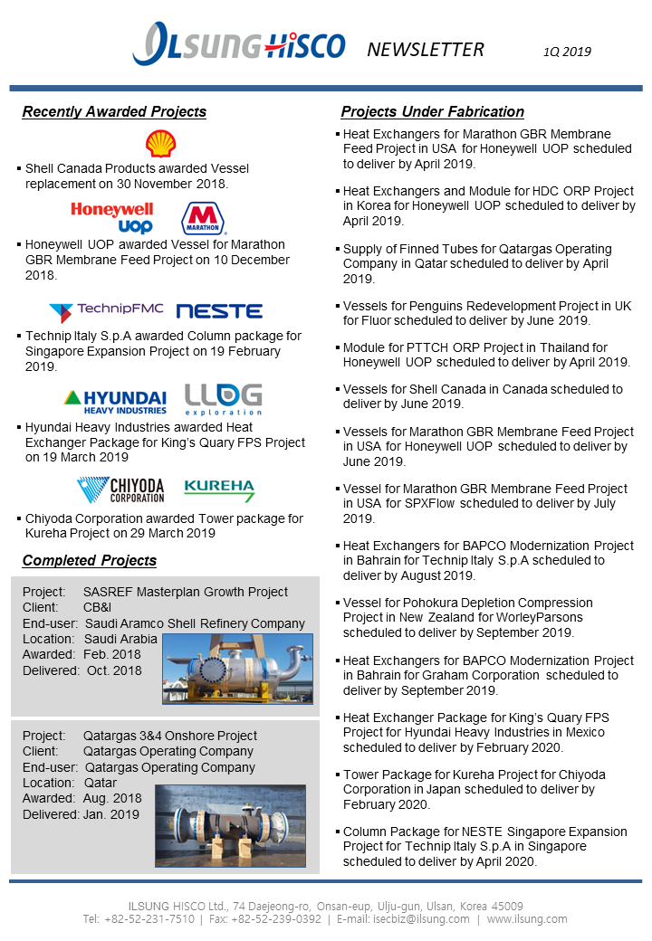 NEWSLETTER Q1 2019 | ilsung